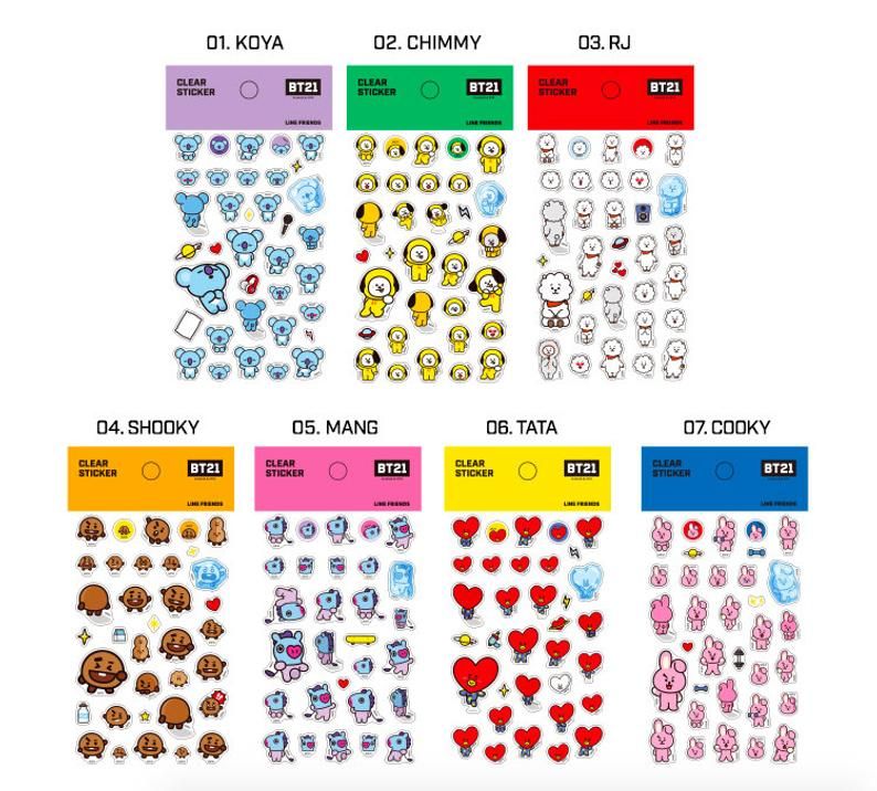 BT21 OFFICIAL CLEAR STICKER – KPOP Store in USA